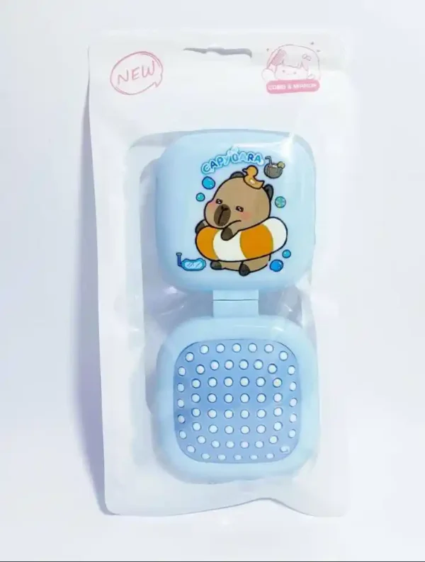 Compact Cute Folding Hair Brush and Mirror Square - Find Me Store