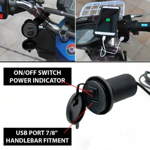 Universal Weatherproof Motorcycle USB Mobile Charger - Find Me Store